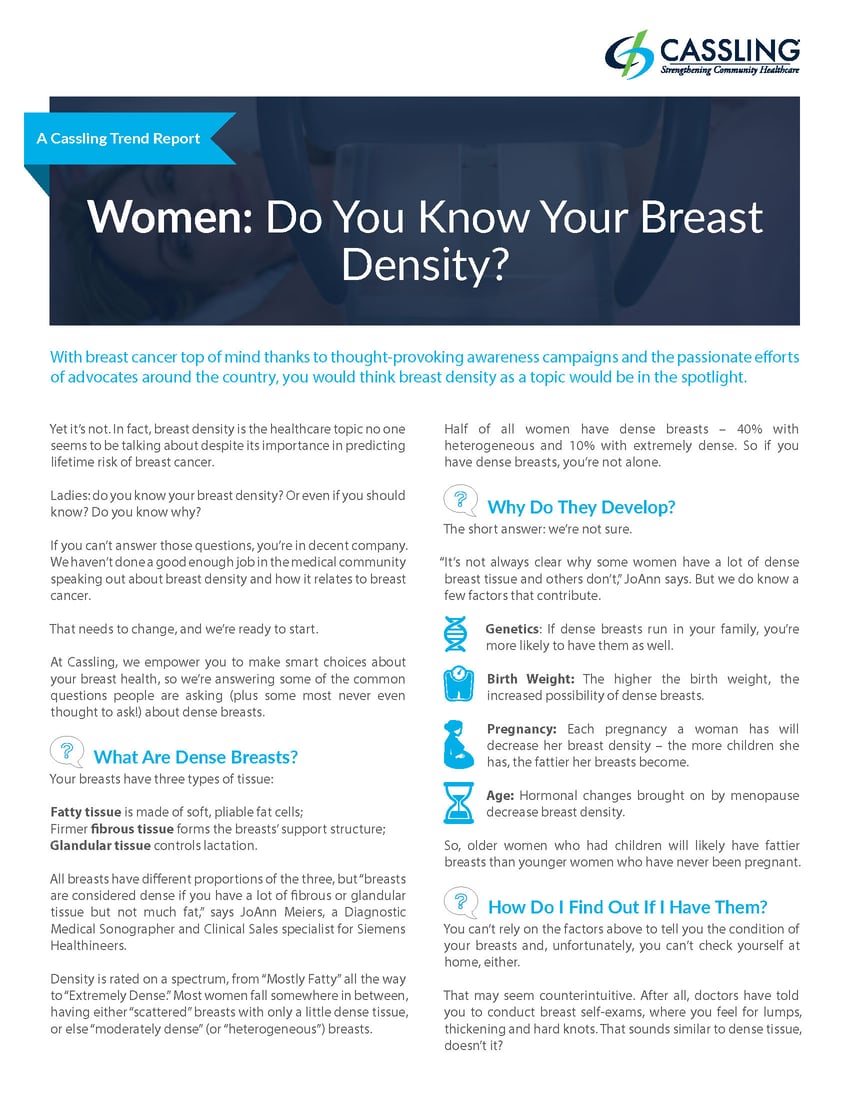 Women: Do You Know Your Breast Density | Cassling