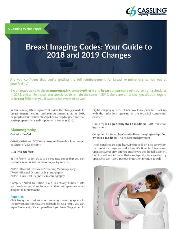 Breast Imaging Code Changes White Paper | Cassling