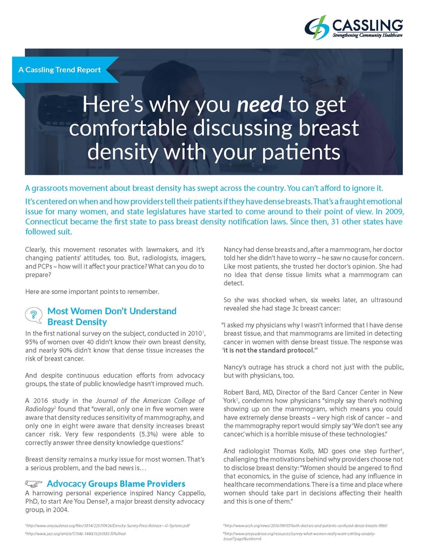 Get Comfortable Discussing Breast Density with Your Patients | Cassling